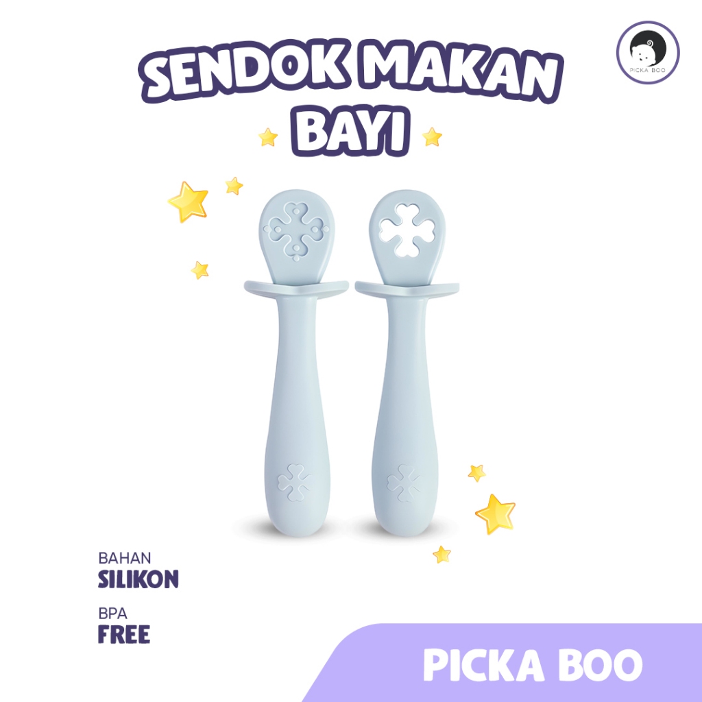 Jual PICKA BOO Sendok Makan Bayi Mpasi Silicone Baby Pre Spoon with ...