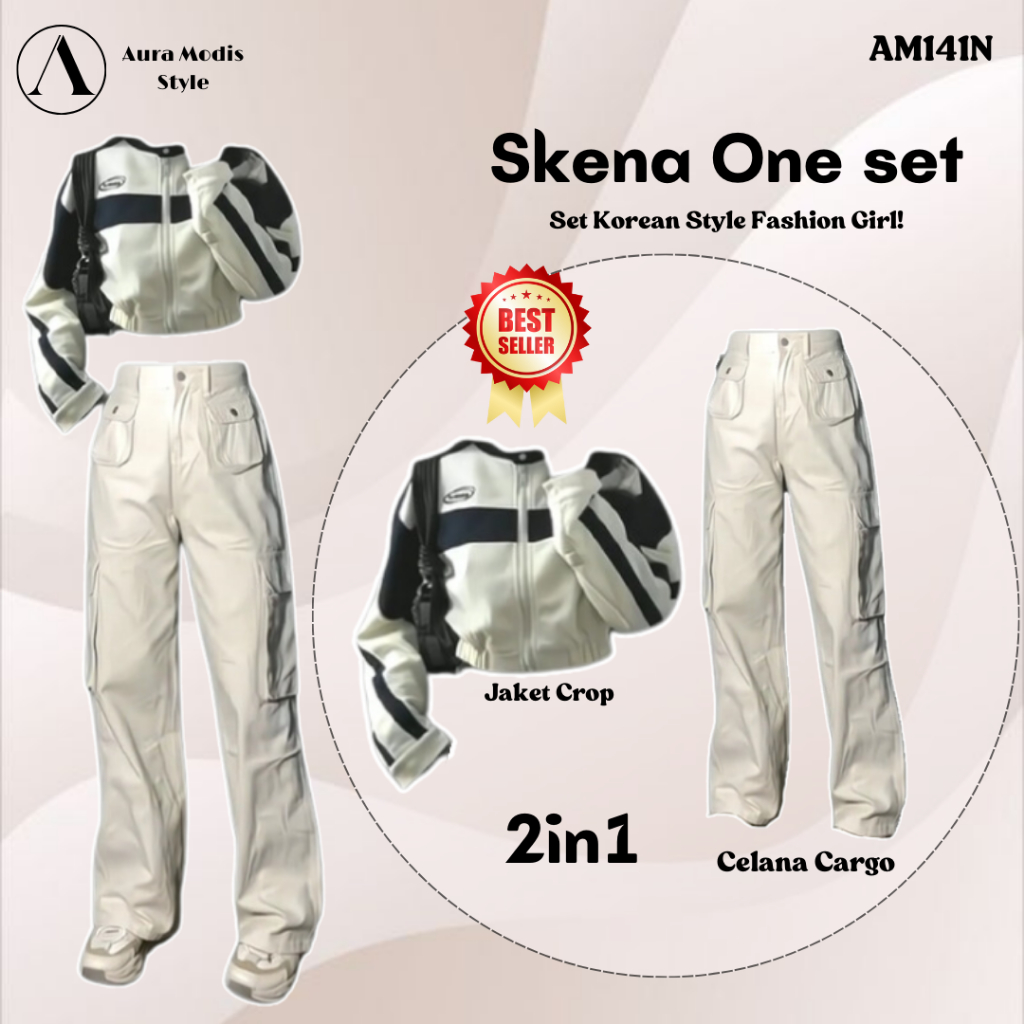 Jual Setelan One set Skena Wanita Kekinian ( Cardigan Crop Motif ...