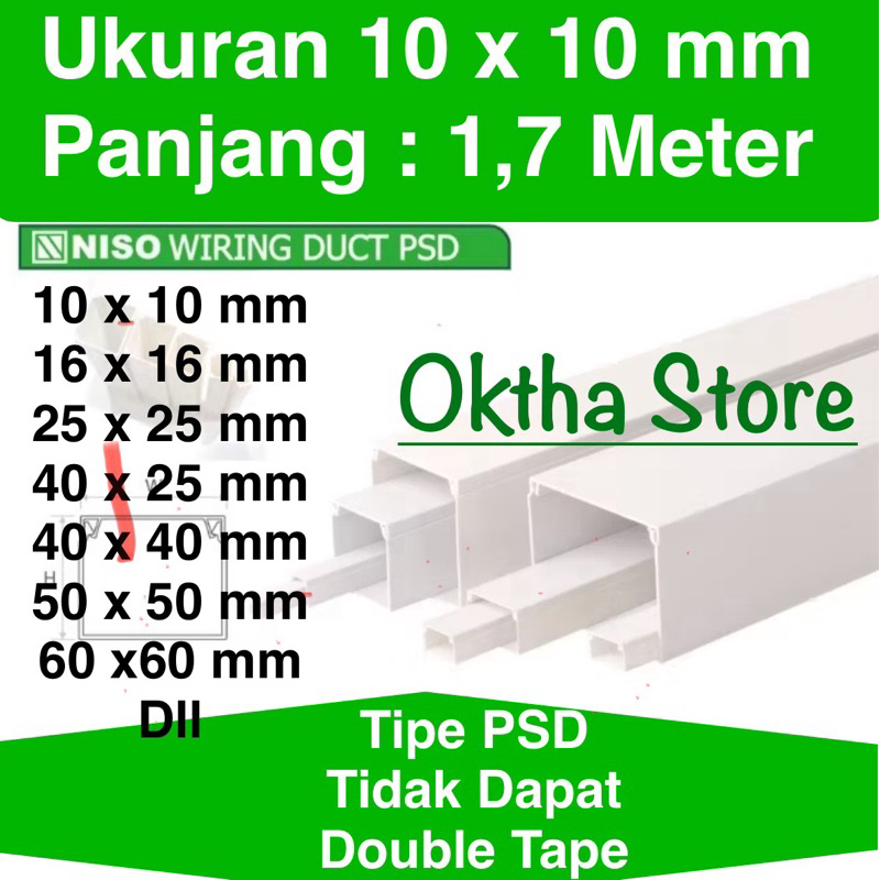 Jual PSD Kabel Duct NISO 10 x10 mm/10 x15 /10x20mm/16 x 16mm /16 x25mm ...