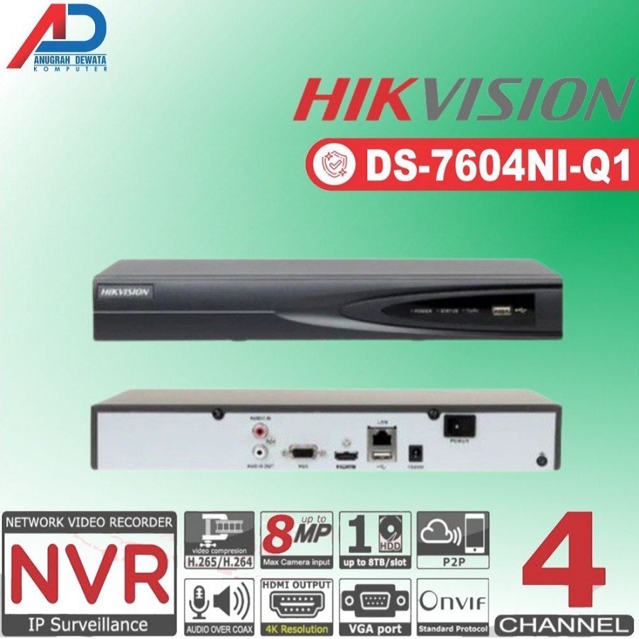Jual NVR HIKVISION 4 CHANNEL DS-7604NI-Q1 Non PoE | Shopee Indonesia