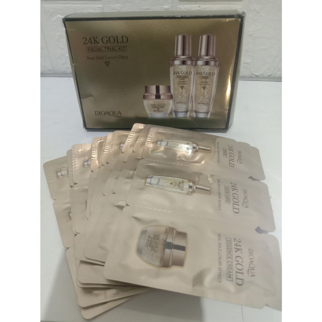Jual BIOAQUA 24K Gold Facial Trial Kit (3g+3g+3g) ×10pcs Contains toner ...