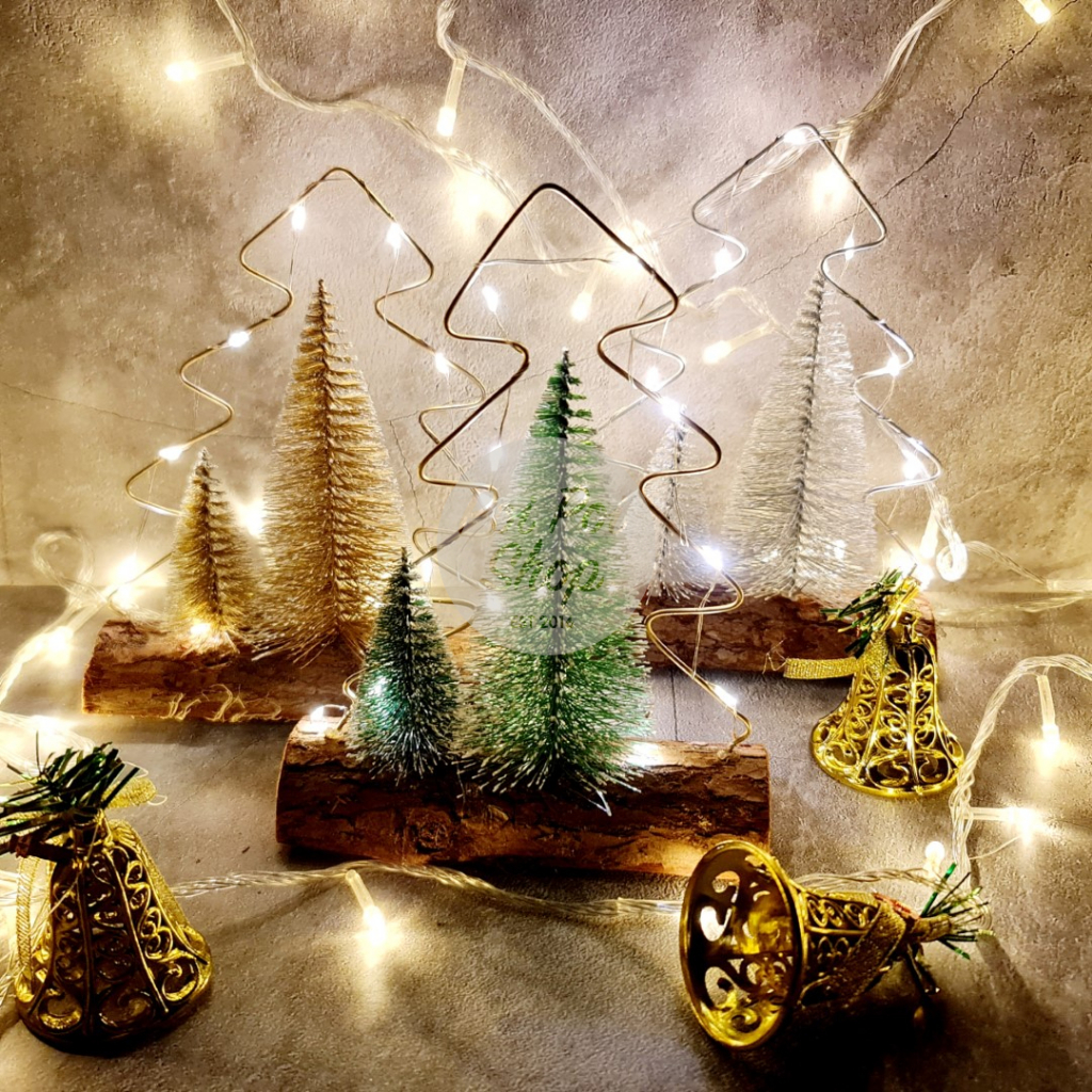 Jual Pohon Natal Mini LED String Base Log Christmas Lampu Hiasan ...