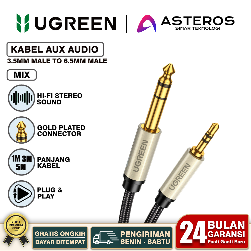 Jual UGREEN Kabel Aux Jack 3.5mm To 6.35mm 6.5mm Audio TRS Stereo 10625 | Shopee Indonesia