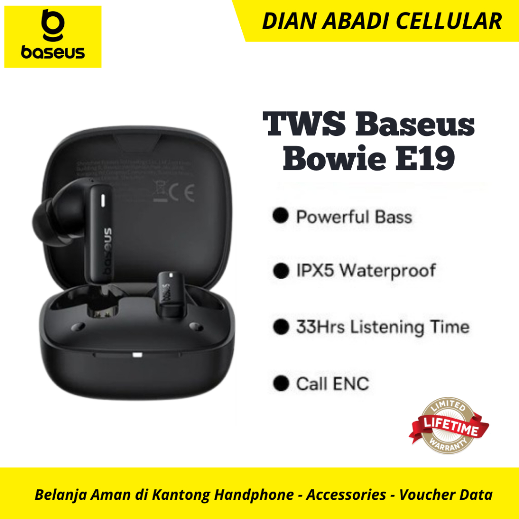 Jual Baseus Bowie E19 TWS ENC True Wireless Earbuds Earphone | Shopee Indonesia