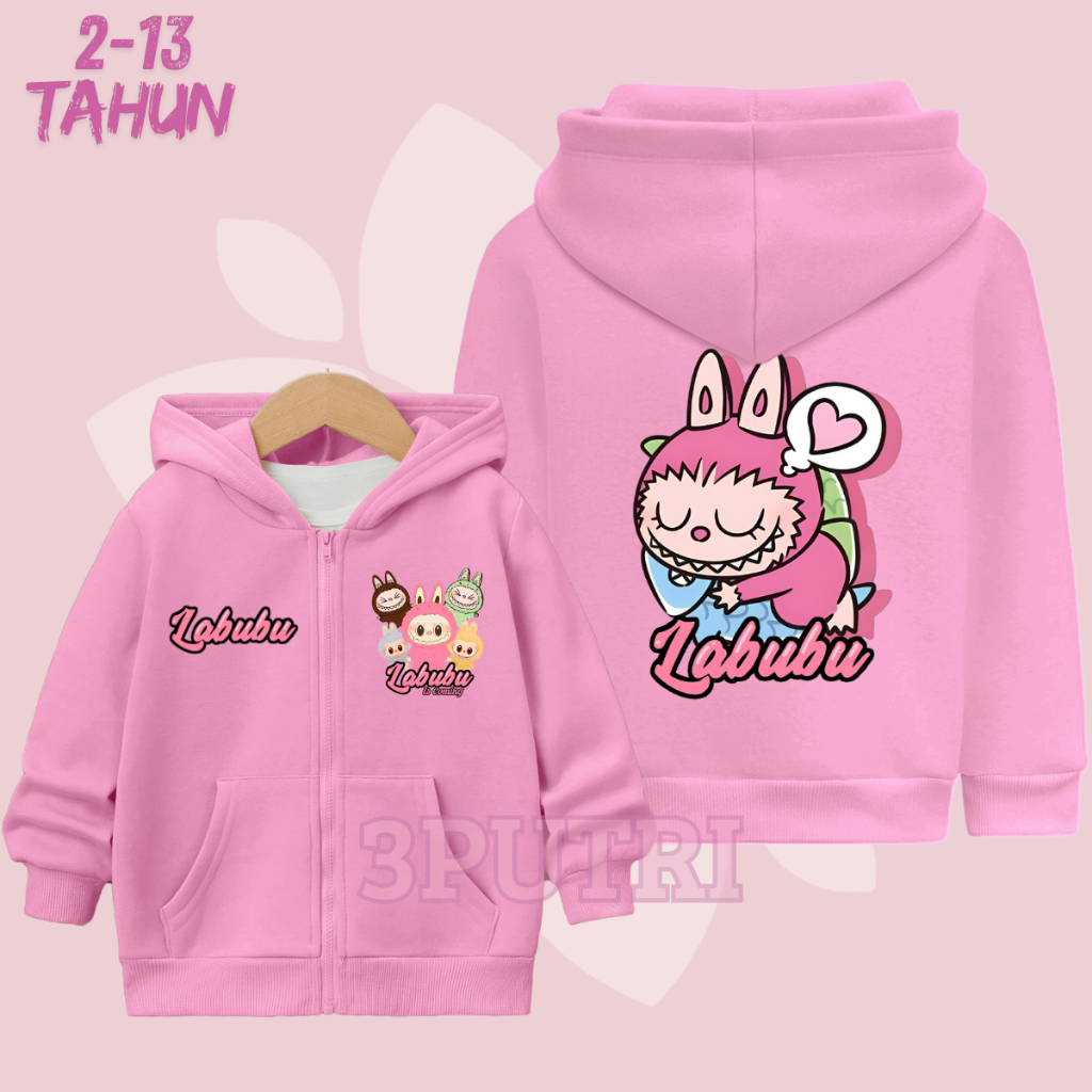 Jual Jaket Resleting Labubu Anak Perempuan Laki Laki Usia 3 4 5 6 7 8 9 ...