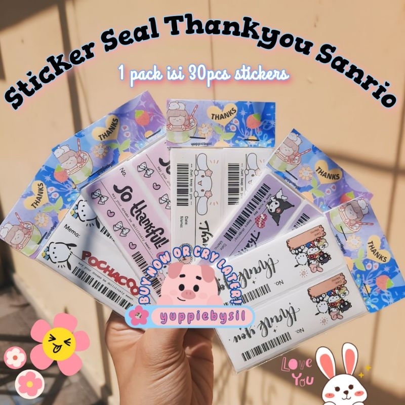Jual (Isi 30pcs)Sticker Seal Thankyou Sanrio|Sticker Freebies|Sticker ...