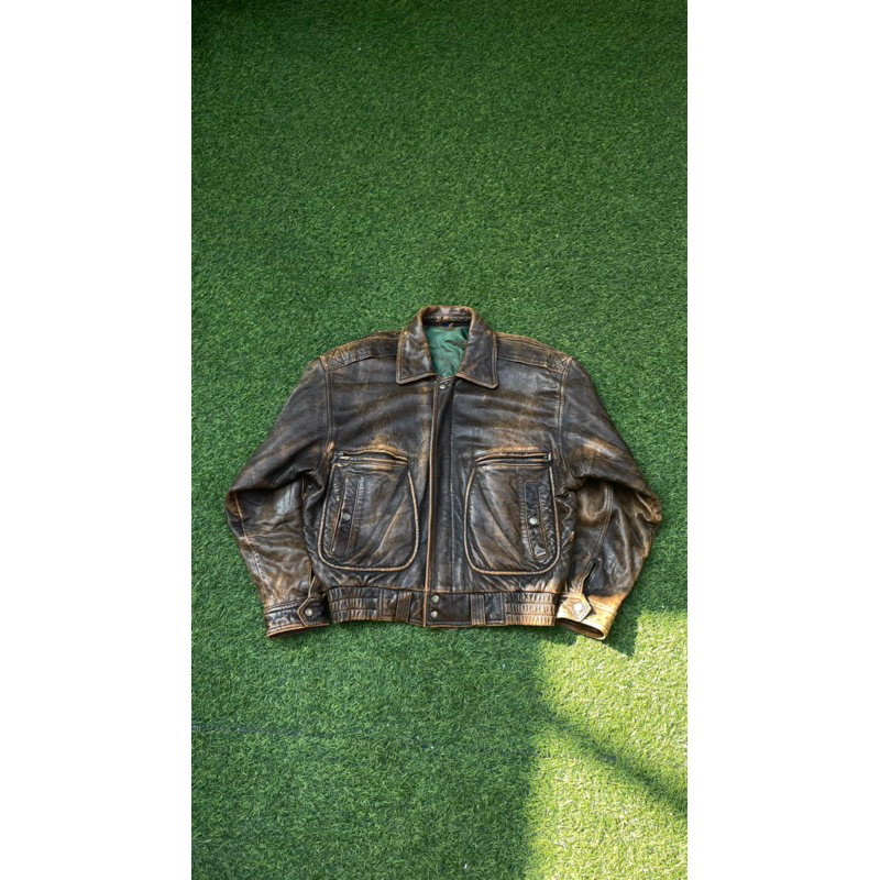 Jual Vintage Leather Jacket Boxy | Shopee Indonesia