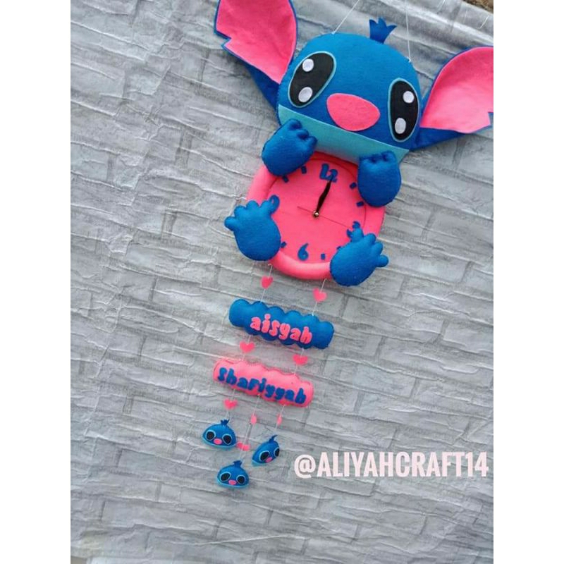 Jual jam jumbo Stitch/jam dinding Karakter Stitch/jam dinding nama ...