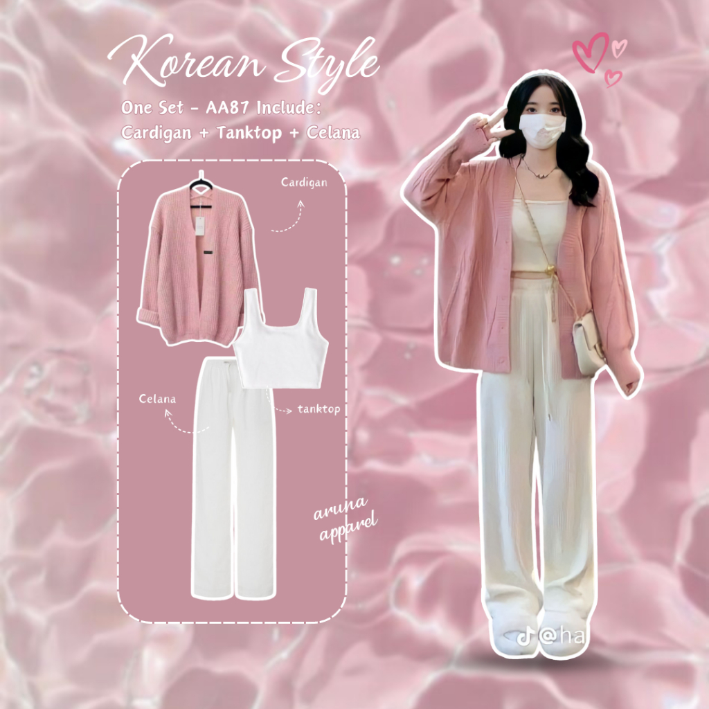 Jual 3in1 One Set Korean Style Outfit Ullzang OOTD Cewe Korean Pinterest Outfit OOTD Korean Set ...