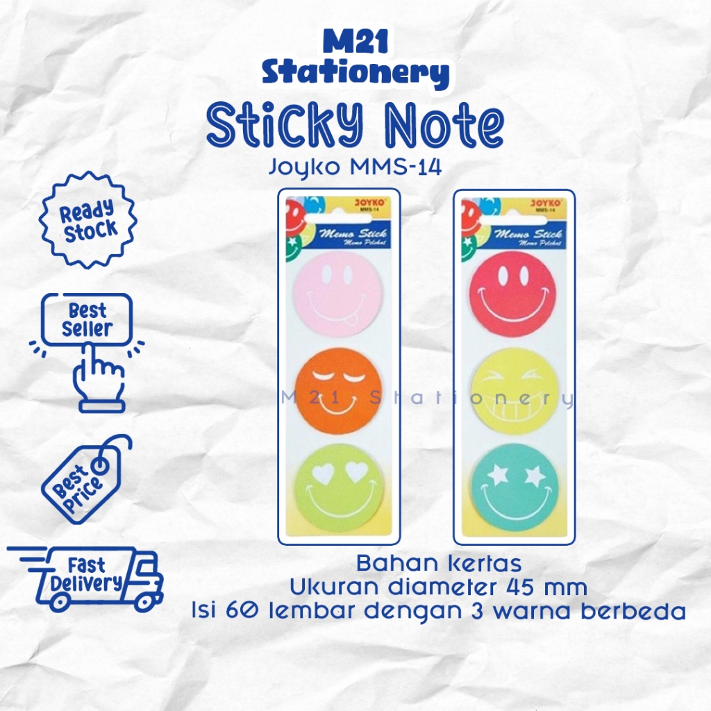 Jual STICKY NOTE JOYKO MMS-14 / 60 LEMBAR MEMO MMS14 TEMPEL STICK NOTES ...