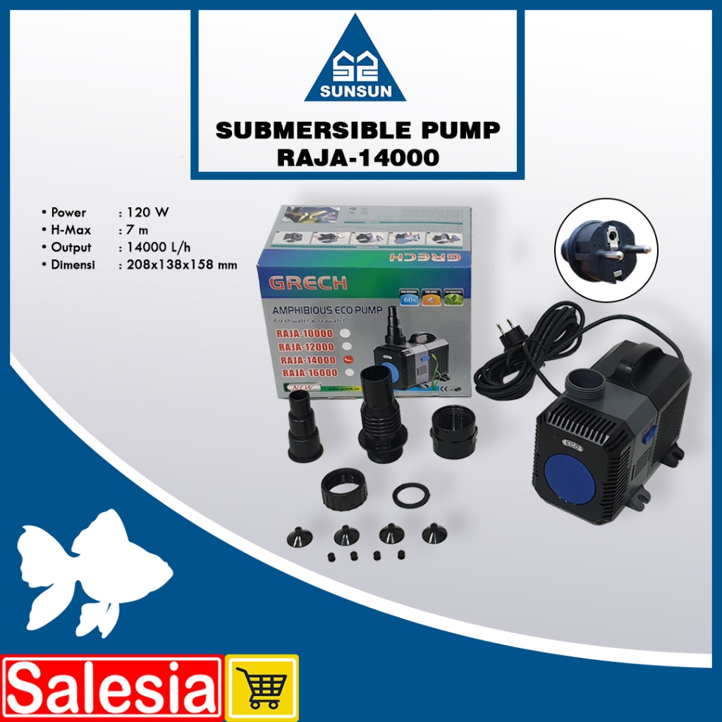 Jual POMPA AIR SUNSUN GRECH RAJA 14000 SUBMERSIBLE WATER PUMP KOLAM ...
