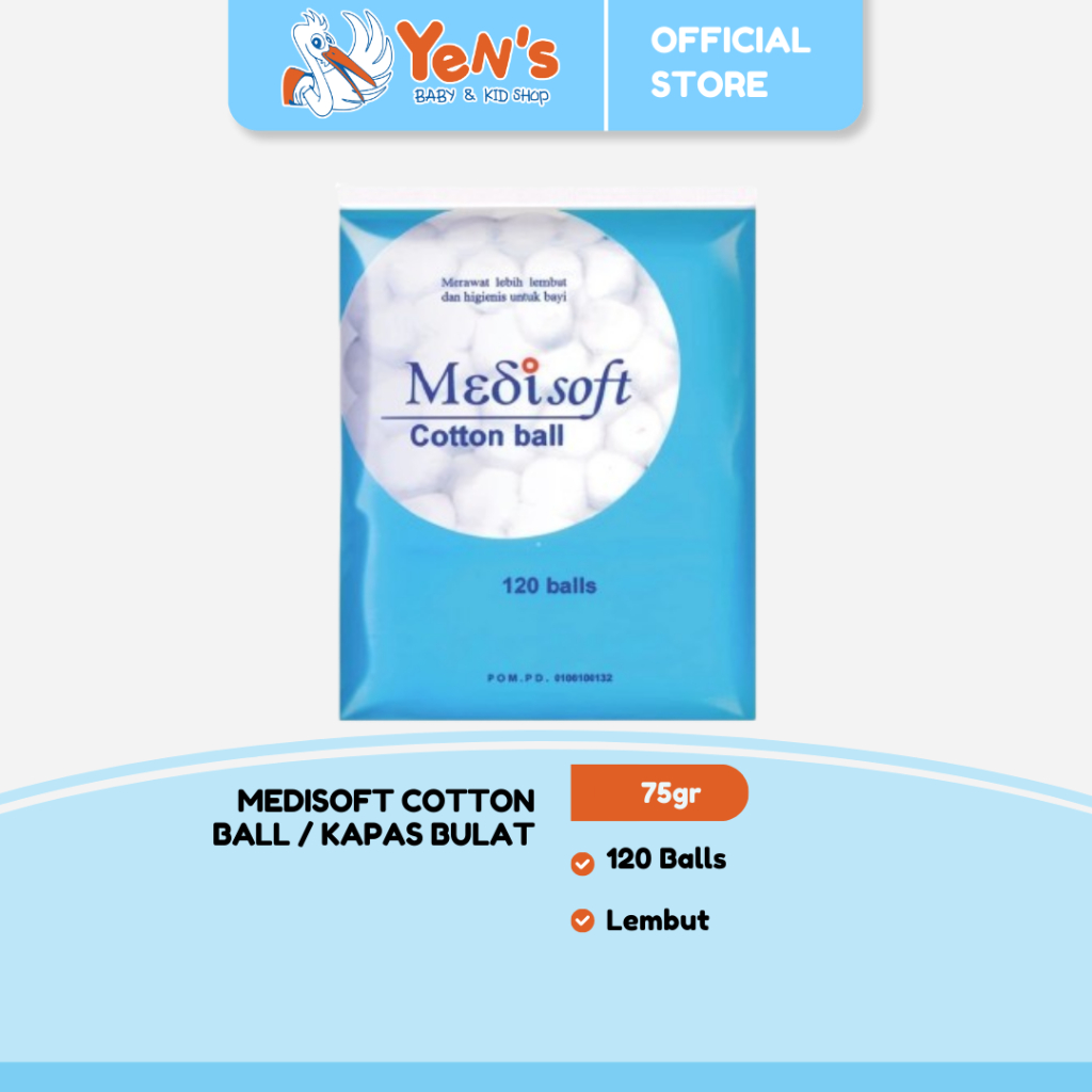 Jual Medisoft Cotton Ball / Kapas Bulat 120 Balls 75gr / Kapas Medis ...