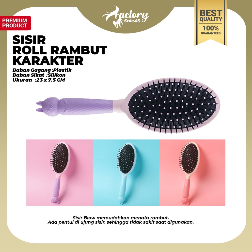 Jual Sisir Roll Rambut Karakter Lucu Cermin Rias Makeup Portable Sisir ...