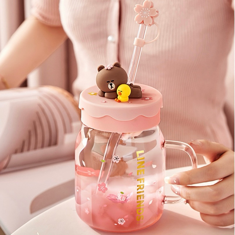 Jual BOTOL MINUM KACA BROWN LINE FRIENDS SAKURA EDITION BAHAN ...