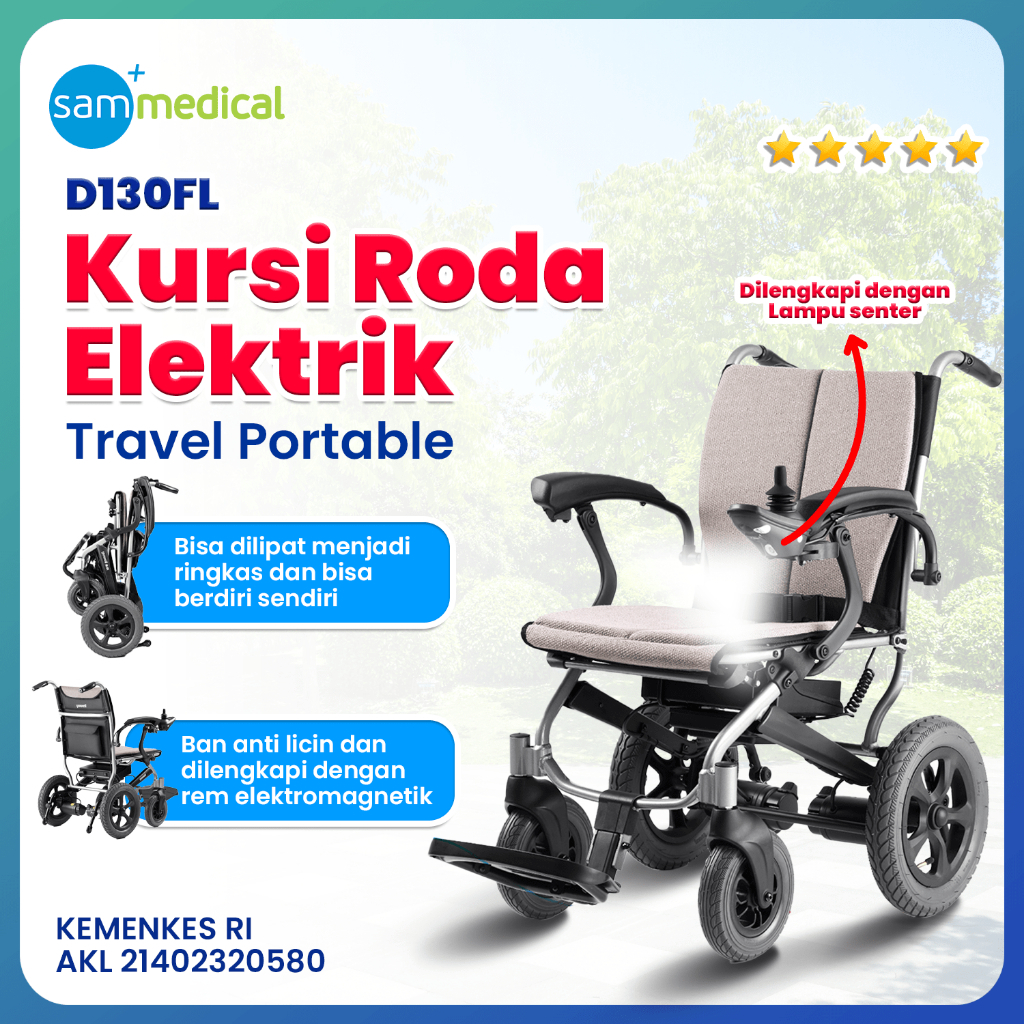 Jual YUWELL Kursi Roda Electric D130 FL / Kursi Roda Elektrik Travelling Lipat D130FL / Kursi ...