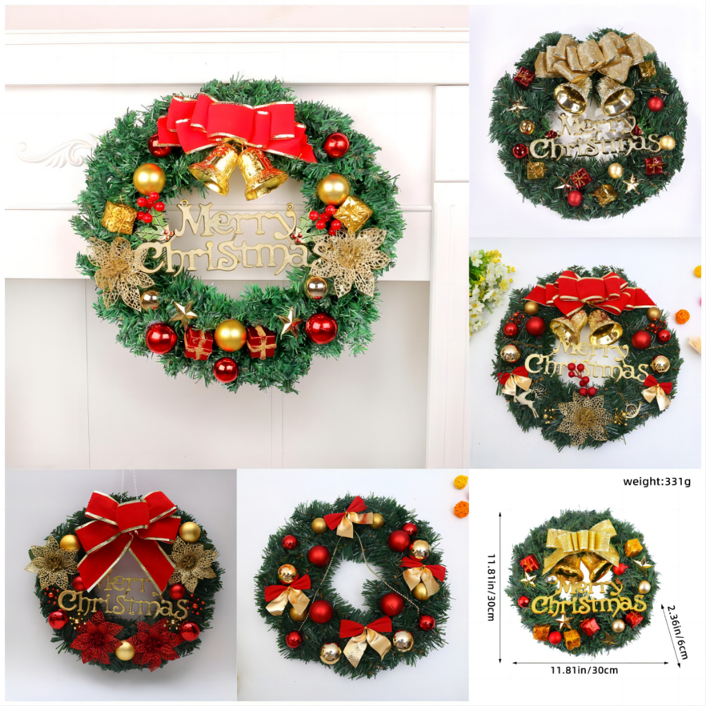 Jual Dekorasi Karangan Bunga Pintu Natal Rangkaian Ring Merry Christmas Hiasan 30cm-55cm ...