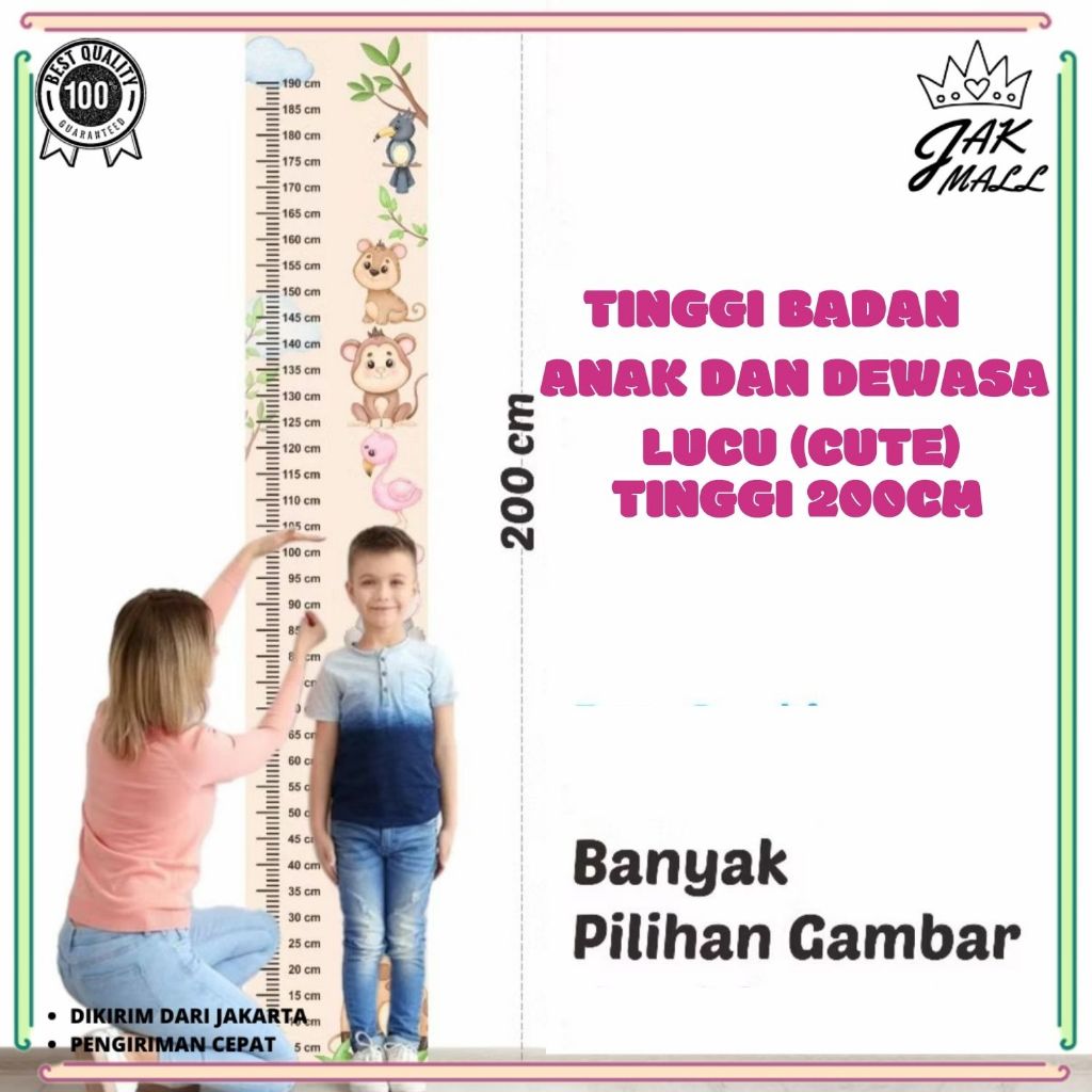 Jual JM Growth Chart Anak Pengukur tinggi badan anak Wall Sticker ...