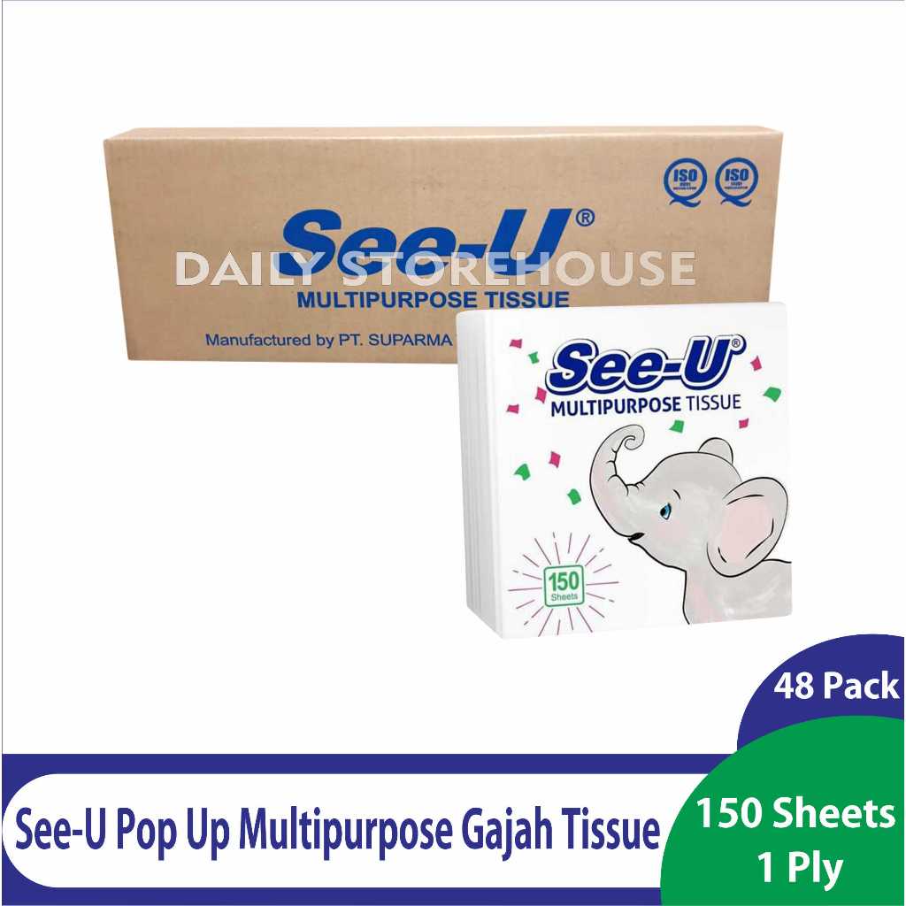 Jual 1 Dus Tissue See-U Multipurpose Pop Up Gajah Isi 48 Pack Grosir ...