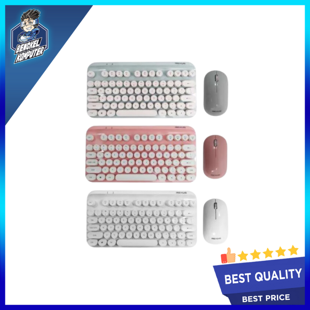 Jual KEYBOARD MOUSE WIRELESS REXUS KM9 WHITE/MINT/PINK | Shopee Indonesia
