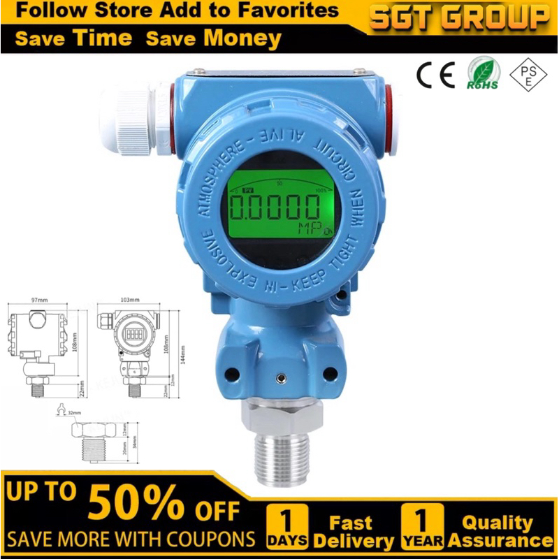 Jual Pressure Transmitter 0 - 10MPA LCD Digital Screen 4-20Ma Sensor 10 ...