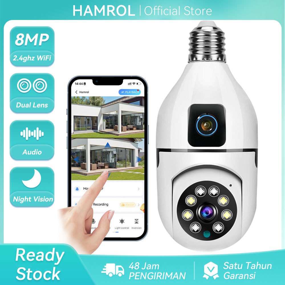 Jual Hamrol 8MP CCTV Indoor Kamera V380 Pro APP WIFI Dual Lens 360 PTZ ...
