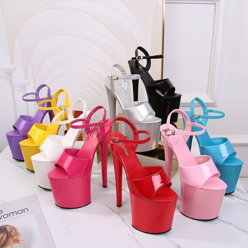 Jual Lacquer leather 20cm high heels, slim heels, sexy waterproof ...