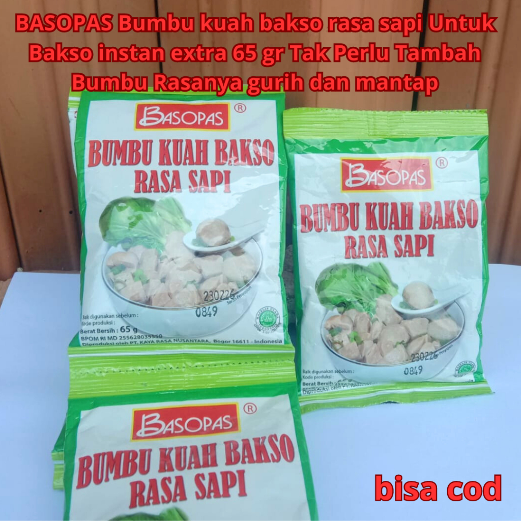 Jual BASOPAS Bumbu kuah bakso rasa sapi Untuk Bakso instan extra 65 gr ...