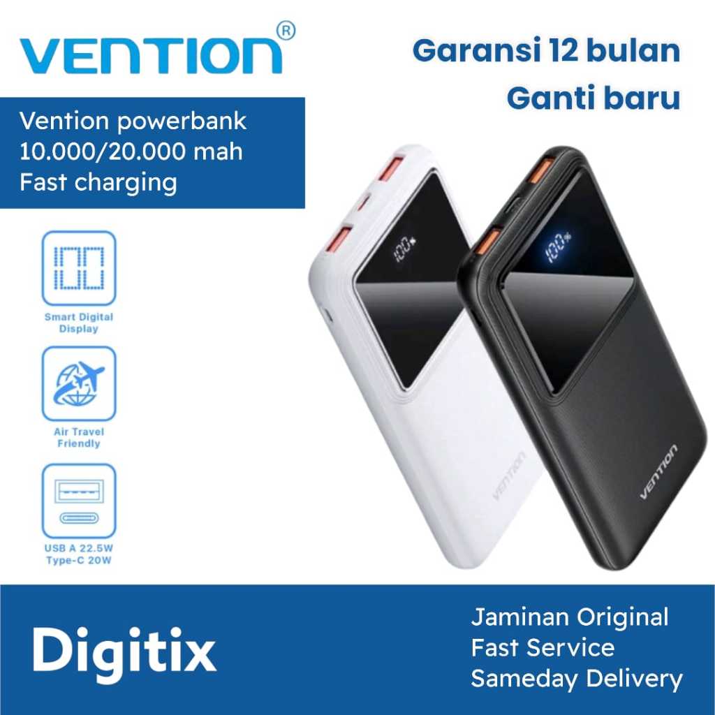 Jual VENTION Powerbank 10000mah 20000mah PD QC Fast Charging USB Type C ...