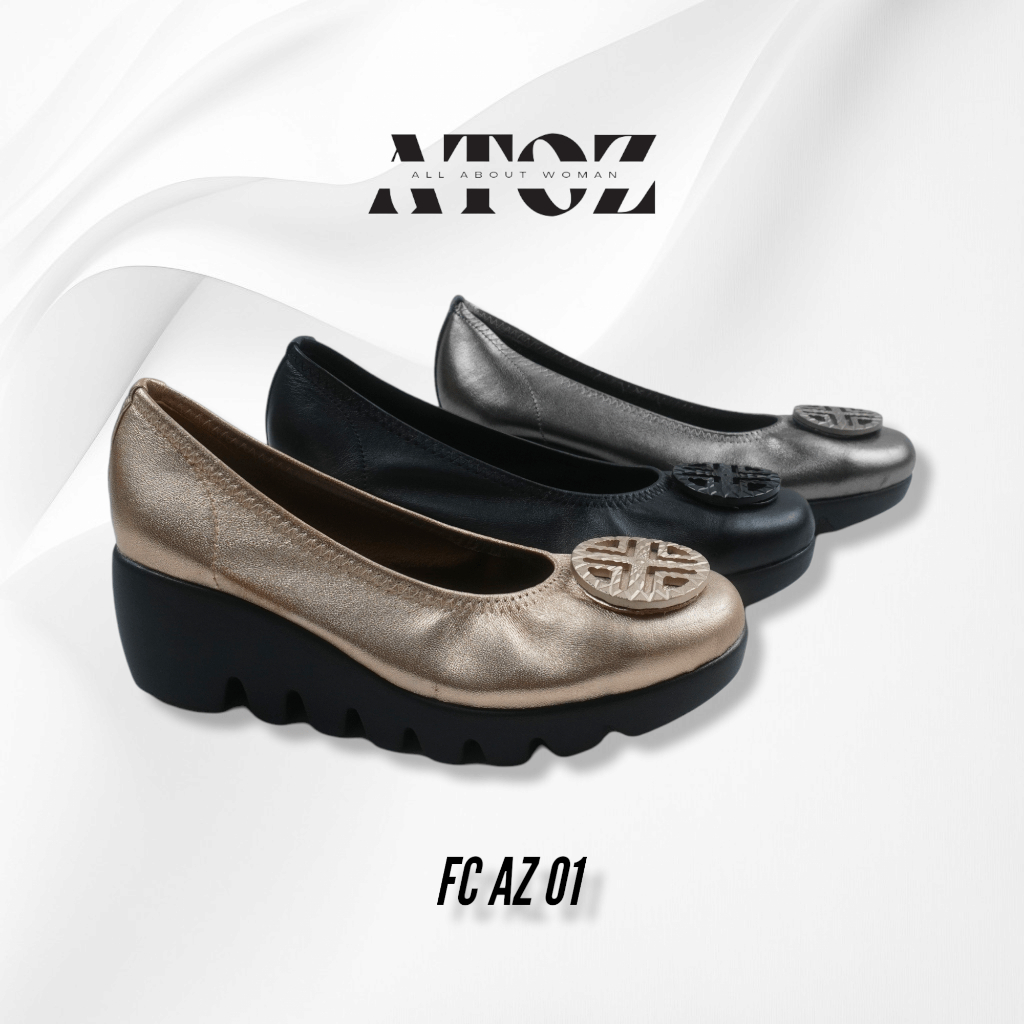 Jual FIRST CONTACT Sepatu Wanita Wedges Import 7 cm Logo Besi Free Box ...