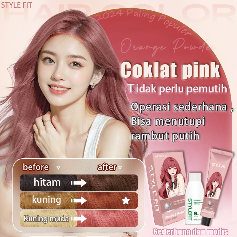 Jual 【Tidak perlu pemutih，langsung bisa cat】 STYLE FIT cat rambut Pink ...