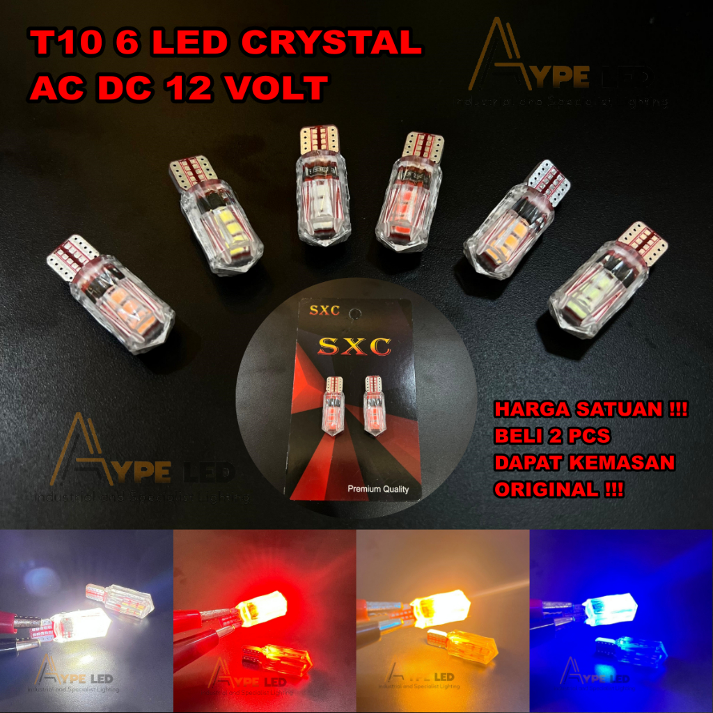 Jual Lampu Led T10 6 Led Crystal Transparant Sein Senja motor mobil ...