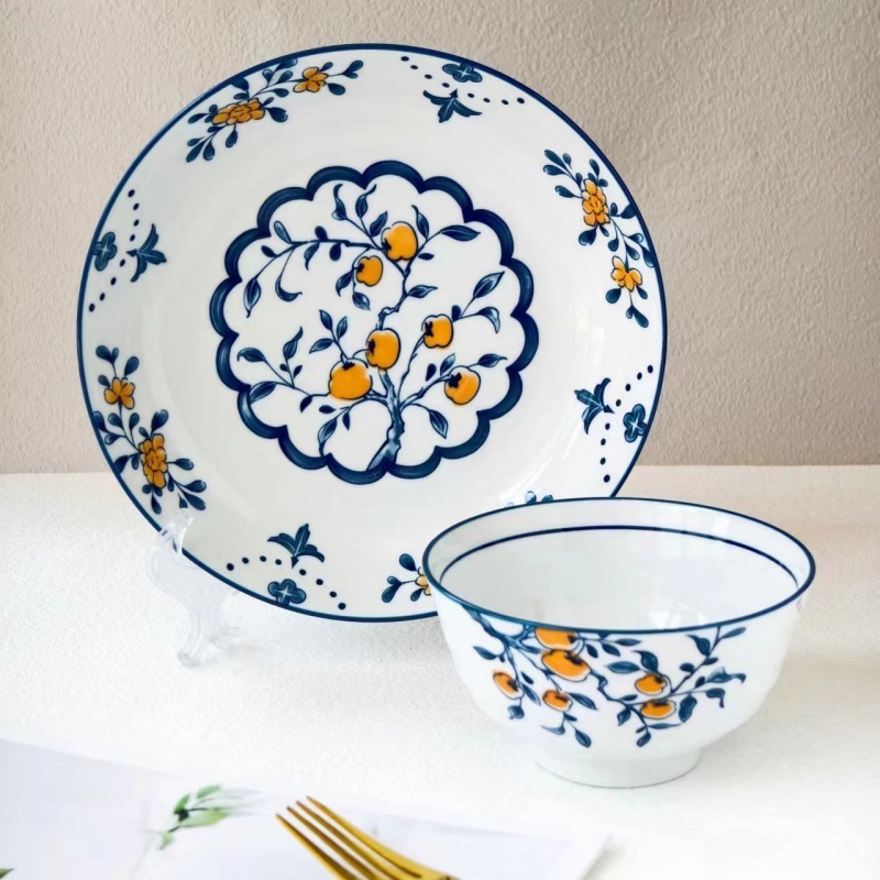 Jual Piring Keramik Motif Daun Biru - piring keramik ukuran 20cm ...