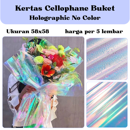 Jual (5 LEMBAR) Kertas Buket Holo / Clear Hologram No Color Bening ...