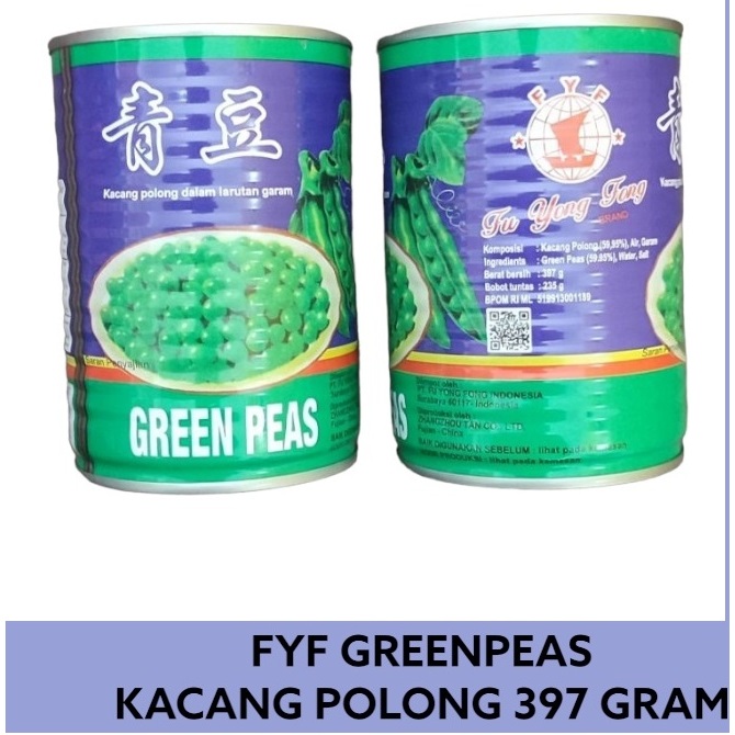 Jual Kacang Polong Kaleng FYF (397gr) / Green Peas FU YONG FONG ...