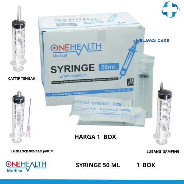 Jual Suntikan 50 ML Onehealth Spuit Syringe 50 cc Jarum Suntik Jumbo ...