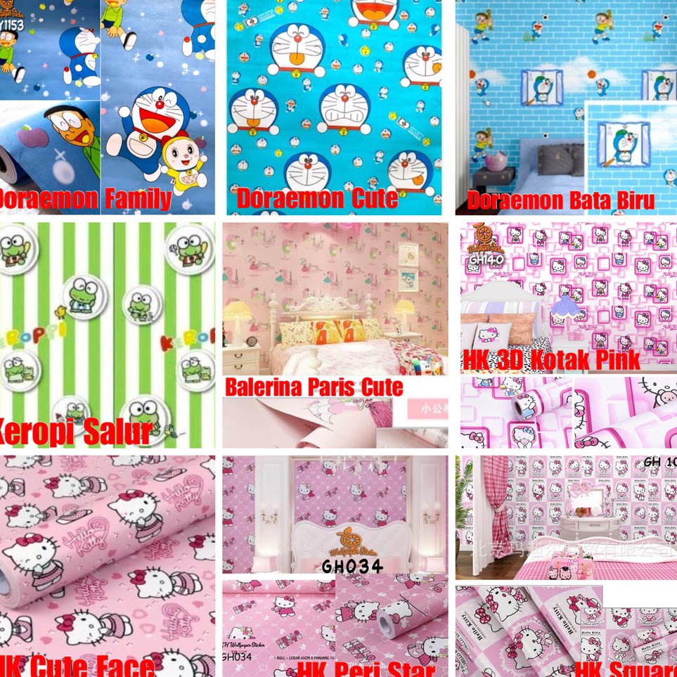 Jual Paling Update Wallpaper dinding Kuromi Helo Kity Keropi Mickey Kuromi 45 cm x 1 m doraemon ...