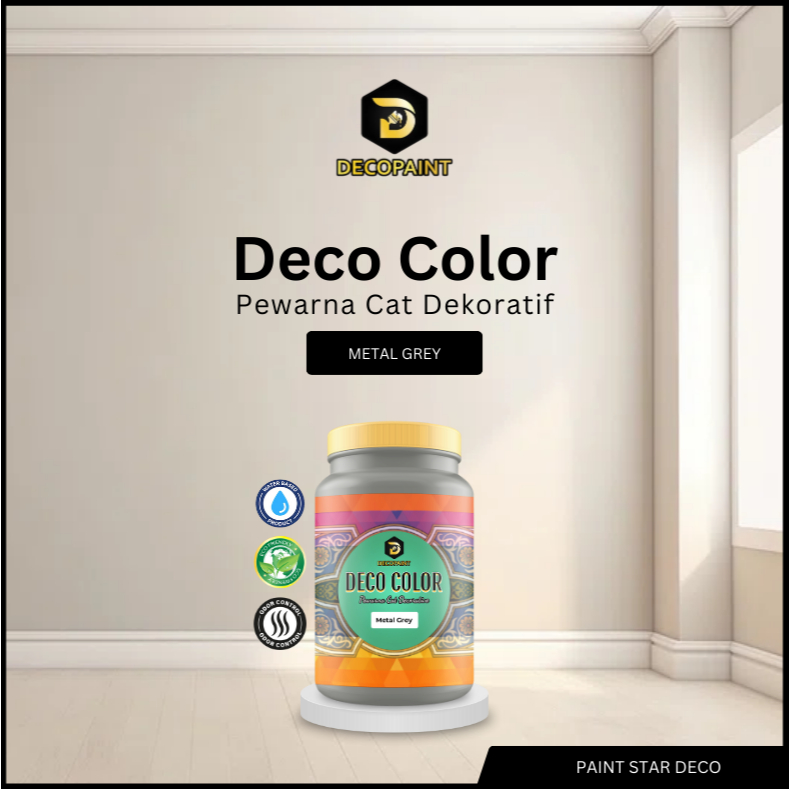 Jual Decopaint Deco Color Cat Pewarna Dekoratif Warna Metal Grey (350 Ml) | Shopee Indonesia