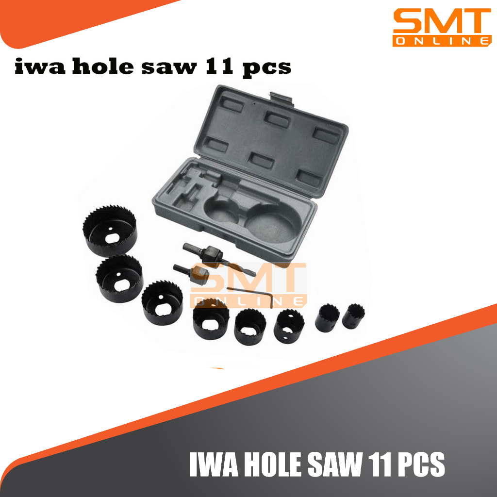 Jual IWA Holesaw Hole Saw Kit Set 11pcs Mata Bor Kayu Gypsum Triplek ...