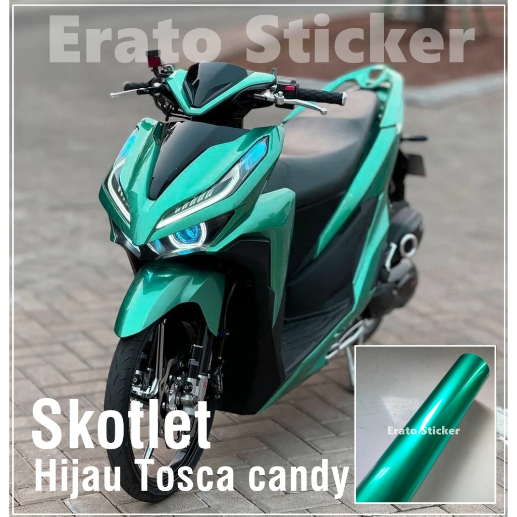 Jual Skotlet motor hijau tosca candy stiker hijau tosca metalik candy ...