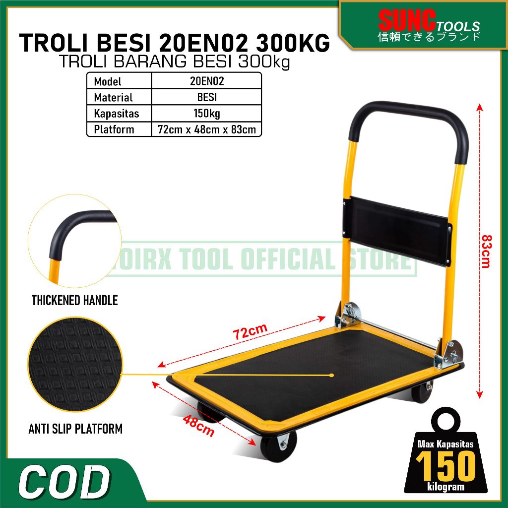 Jual SUNC TOOLS 20EN02 Troli Lipat 150kg Trolli Besi Trolley Serbaguna ...