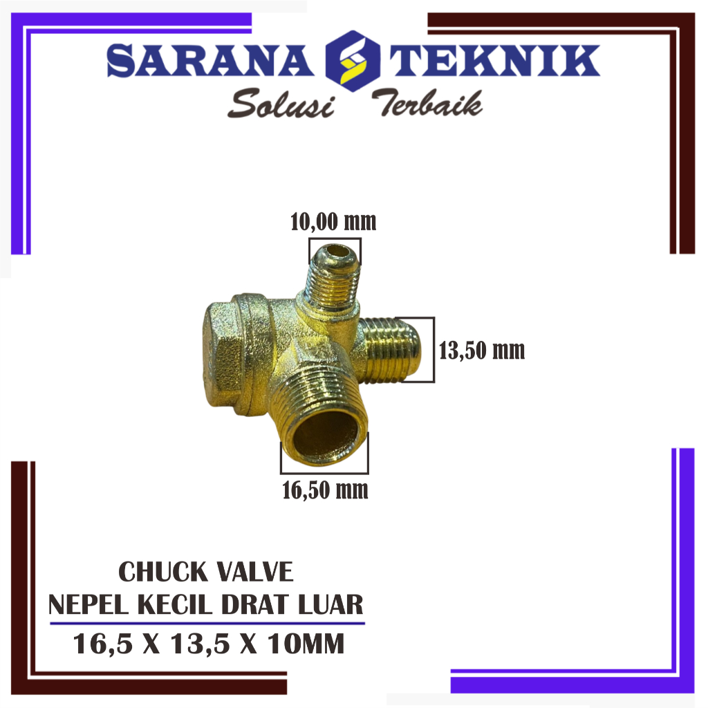 Jual NEPEL CHECK VALVE / CHUCK VALVE KOMPRESOR 16,5 X 13,5 X 10MM ...