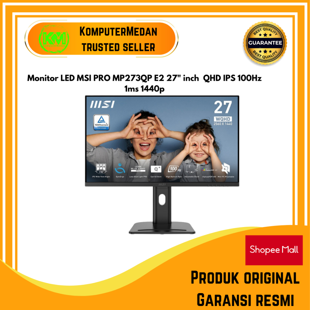 Jual Monitor LED MSI PRO MP273QP E2 27" inch QHD IPS 100Hz 1ms 1440p | Shopee Indonesia