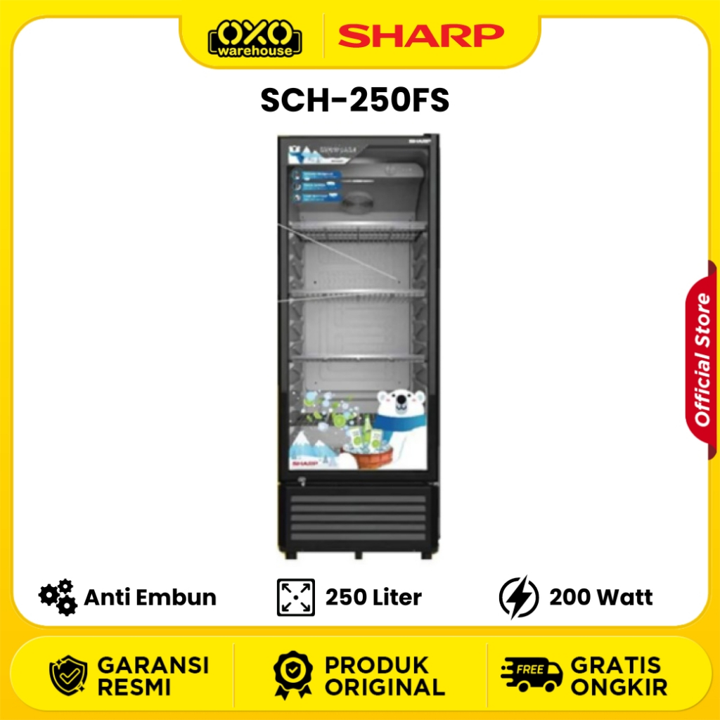 Jual Sharp Showcase Anti Embun Kapasitas 250 Liter Fast Freezing SCH-250FS Garansi Resmi ...