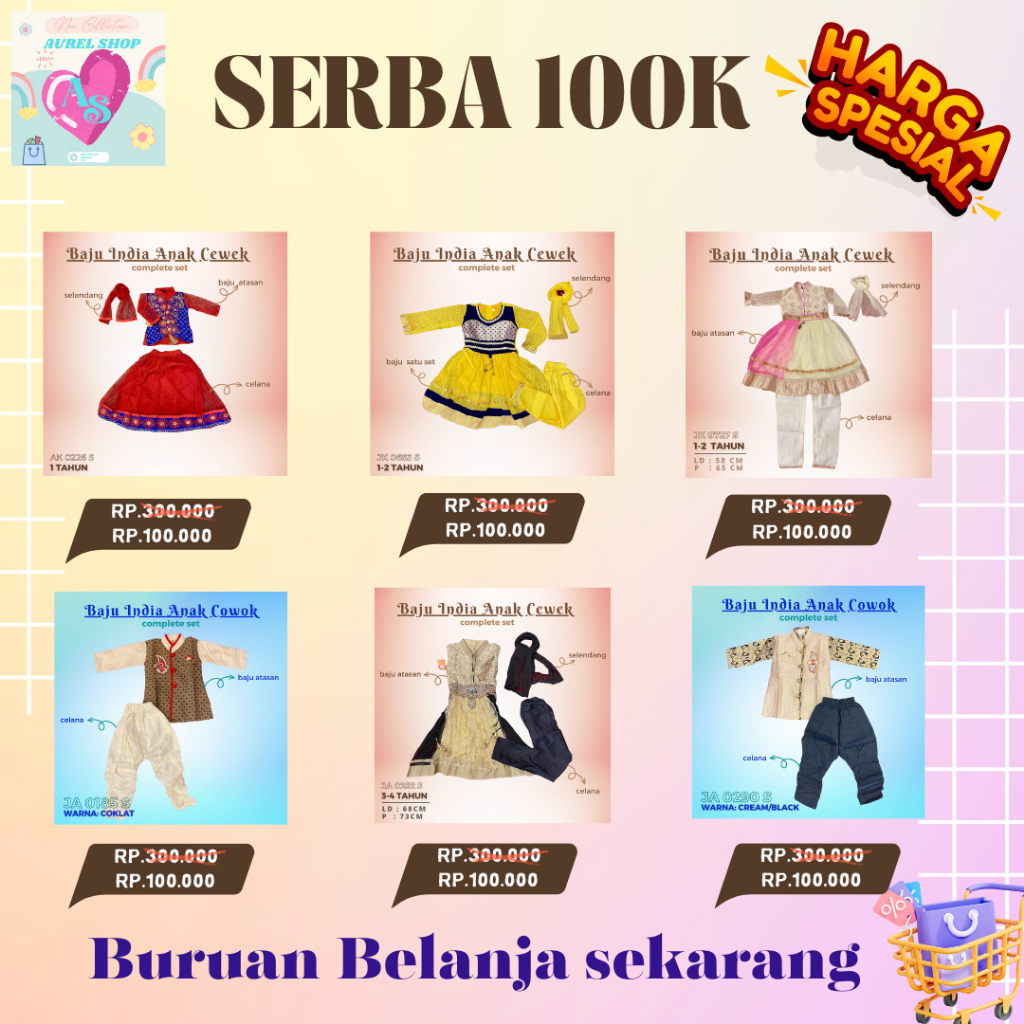 Jual PROMO 100K BAJU INDIA ANAK | Shopee Indonesia