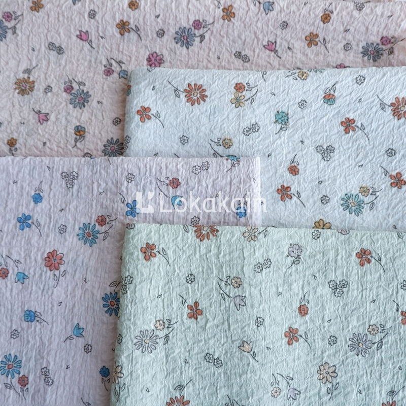 Jual Kain Crinkle Corak Premium/ Bahan Crinkle Corak Flower Premium ...