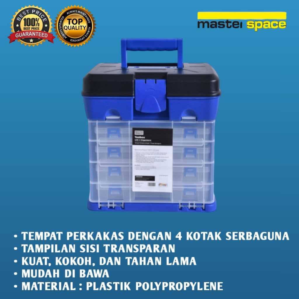 Jual Masterspace Kotak Perkakas Dengan 4 Organizer Biru Tools Box ...