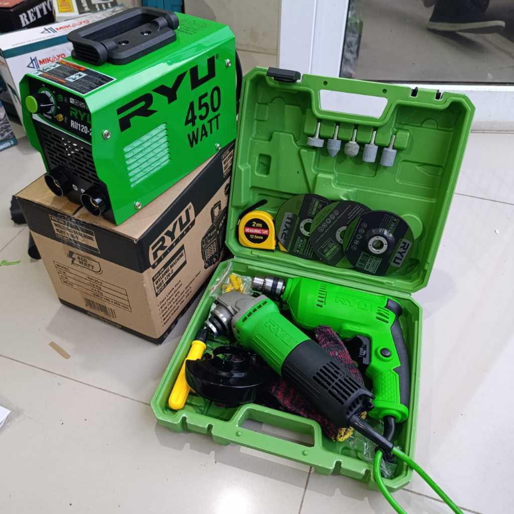 Jual BISA COD [3 ITEM] Paket Mesin Las RYU 450 WATT + Mesin Gerinda 4 ...