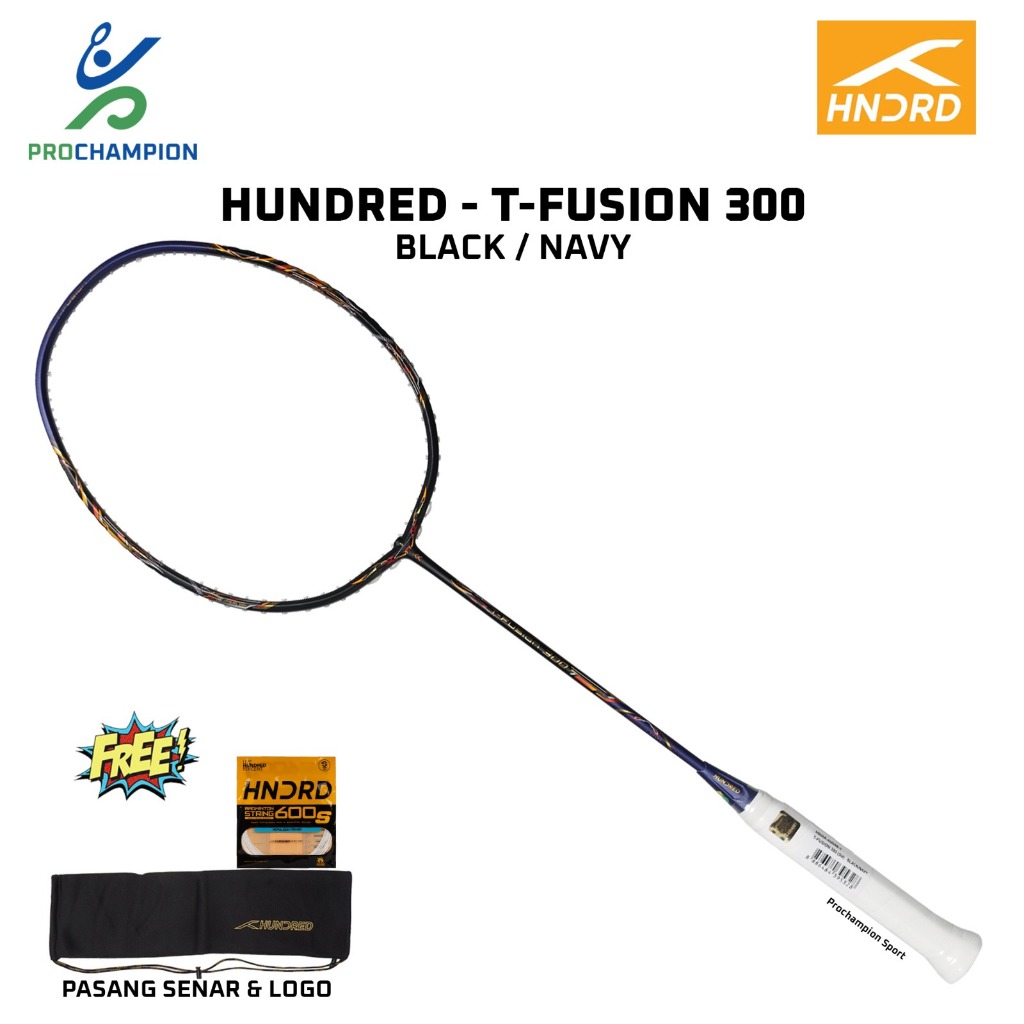 Jual New ! Raket Badminton Hundred HNDRD T FUSION 300 Black Navy ...