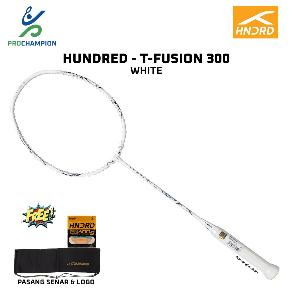 Jual New ! Raket Badminton Hundred HNDRD T FUSION 300 White | Shopee ...