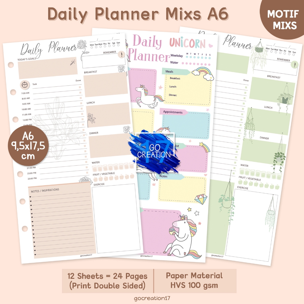 Jual Buku Planner Refill Kertas Binder Daily Planner Rencana Harian ...